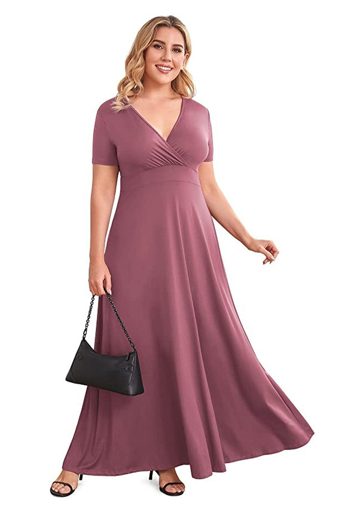 Women's Solid Formal Plus Size Maxi Dress - Elegant Plus Size Gown ...