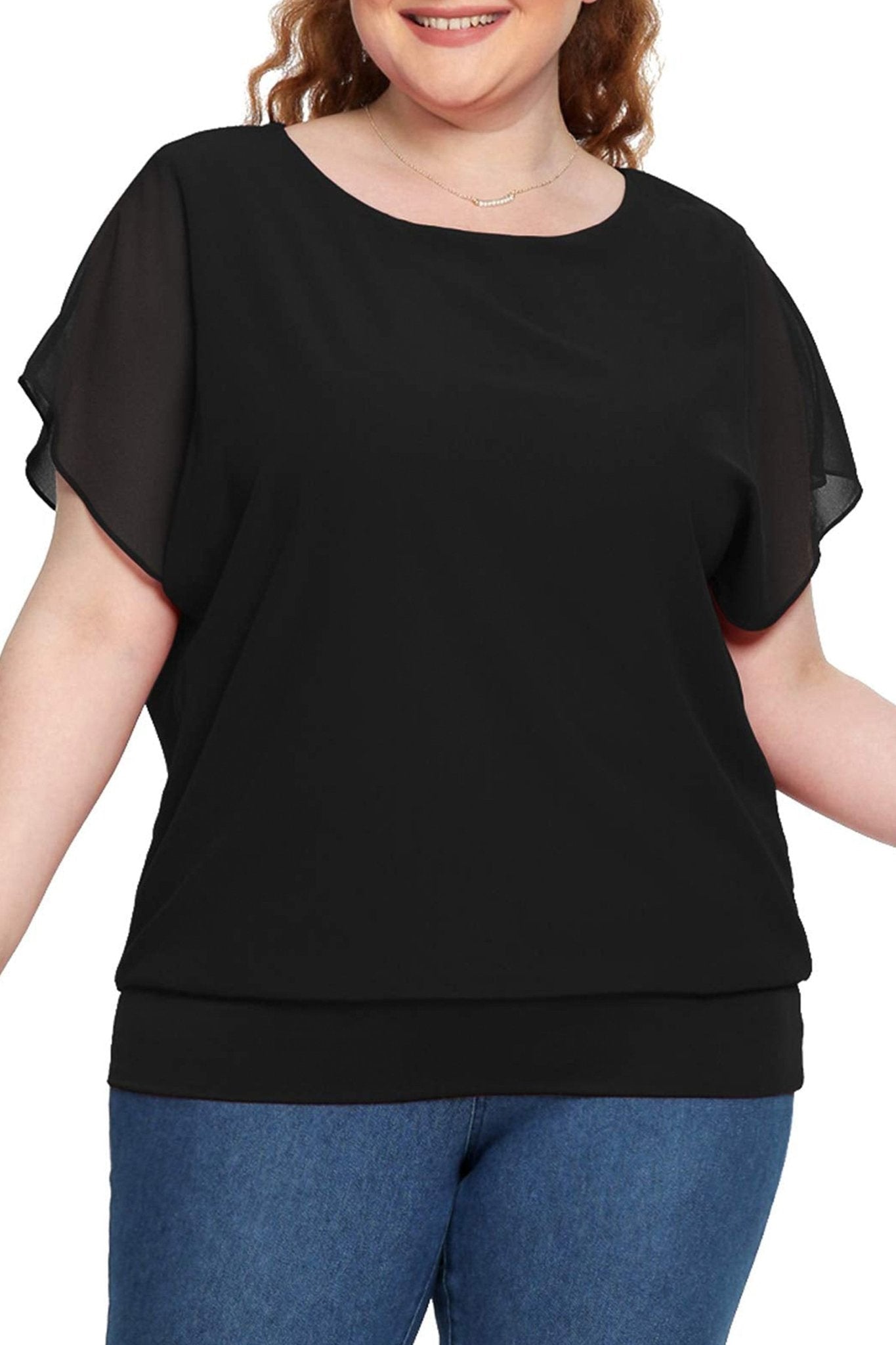Plus Size Chiffon Blouse by POSESHE | Casual T-Shirt for Women
